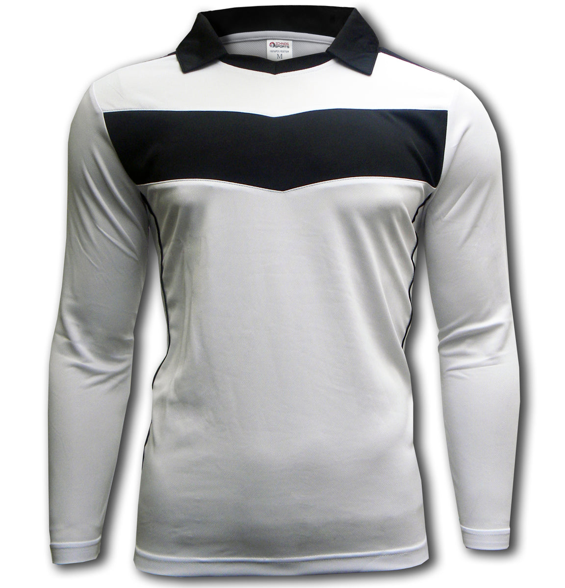 Ichnos Team Kit Football Shirt (Long Sleeves) – White with Black Chevr ...